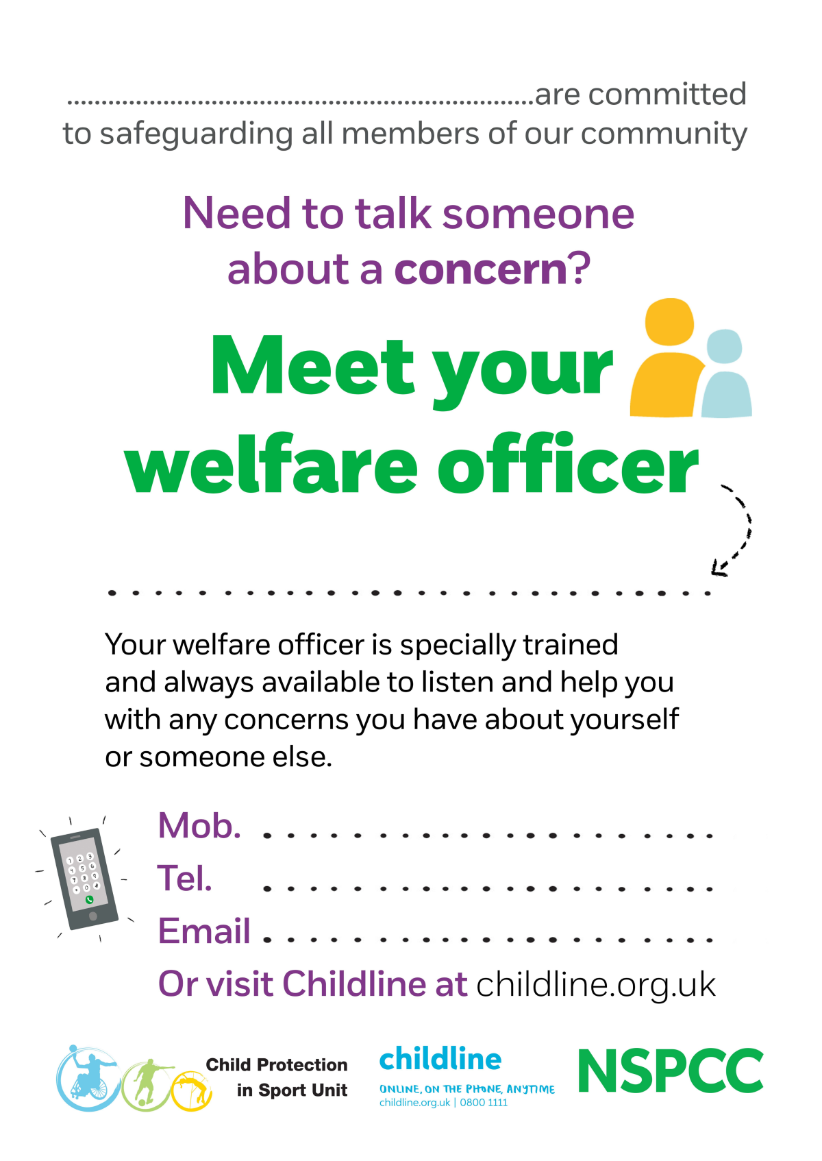 Club Welfare Officer Posters - Who to speak to - British Taekwondo